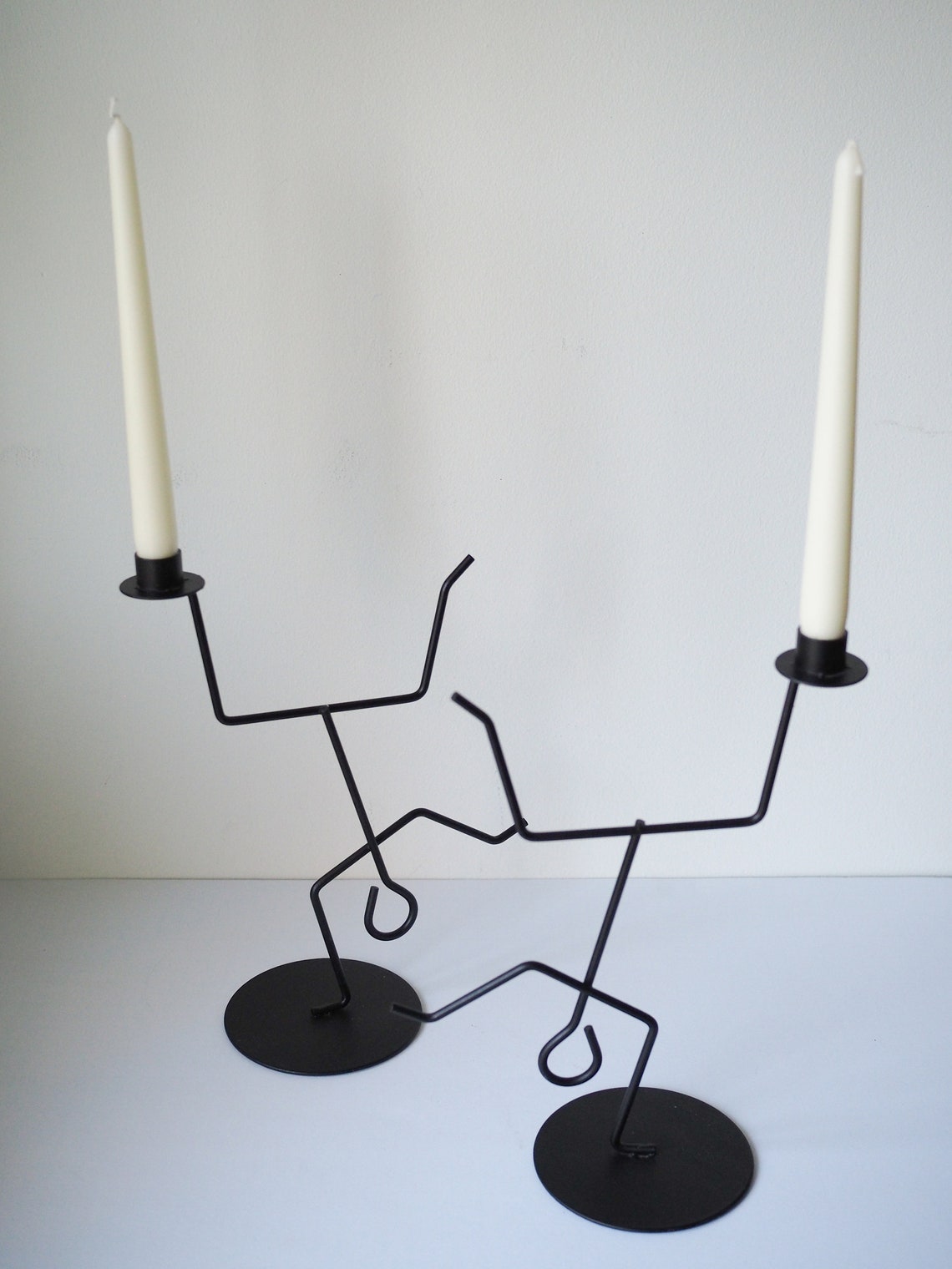 Vintage Post Modern Wrought Iron Stick Figure Candlestick Holders - Etsy