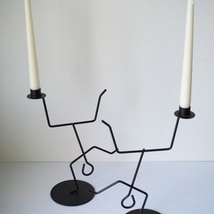 Vintage Post Modern Wrought Iron Stick Figure Candlestick Holders - Etsy
