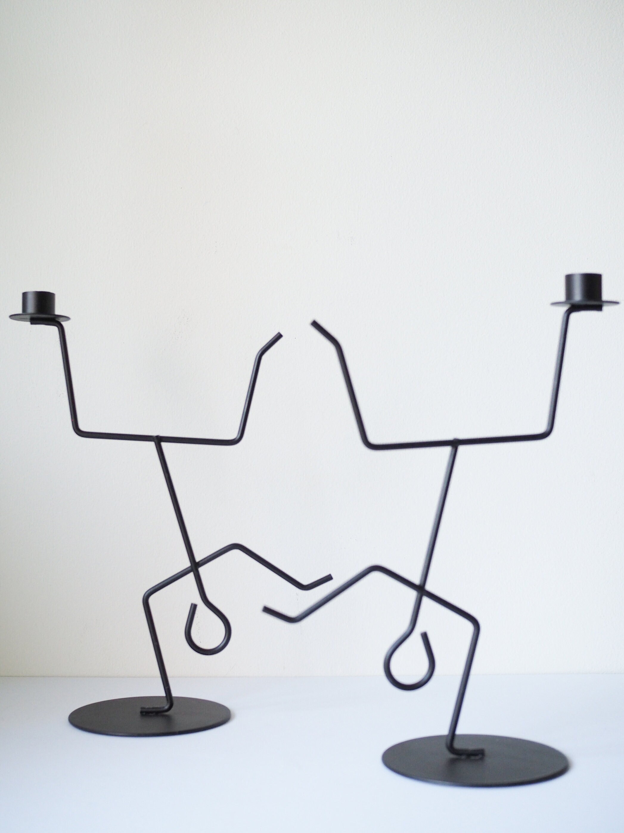 Vintage Post Modern Wrought Iron Stick Figure Candlestick Holders - Etsy