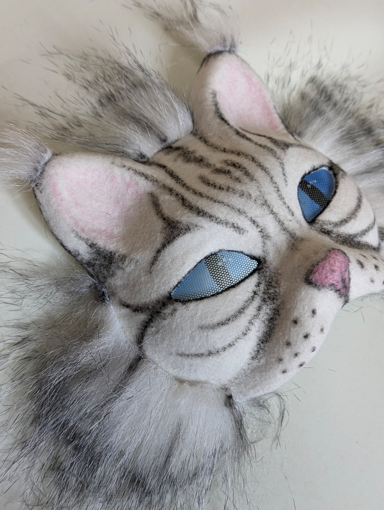 White and Black Tabby Therian Cat Mask for Cosplay and Furry Fun ...
