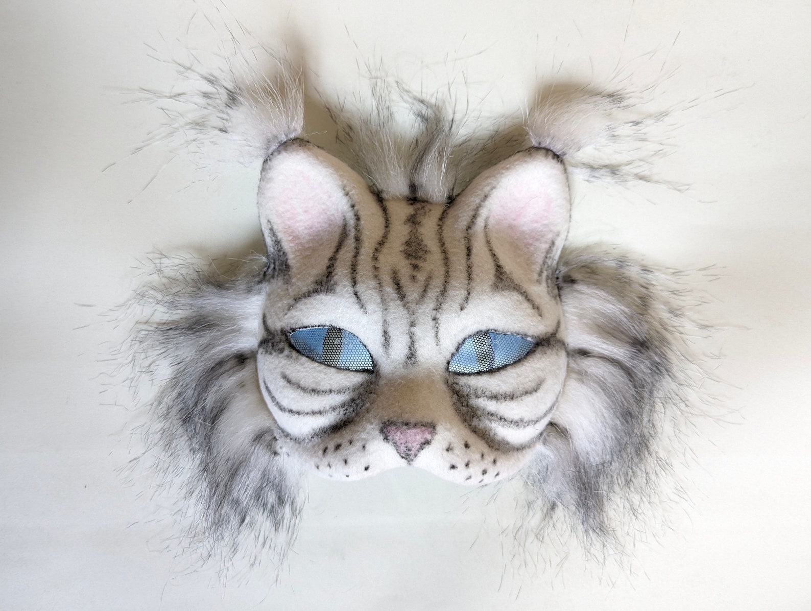 White and Black Tabby Therian Cat Mask for Cosplay and Furry Fun ...