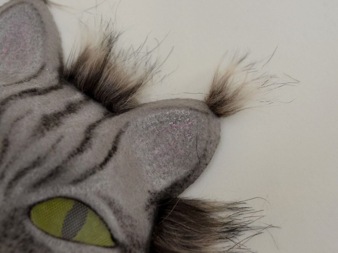 Gray Tabby Felted Therian Cat Mask, Cat Cosplay and Furry Fun, Therian ...