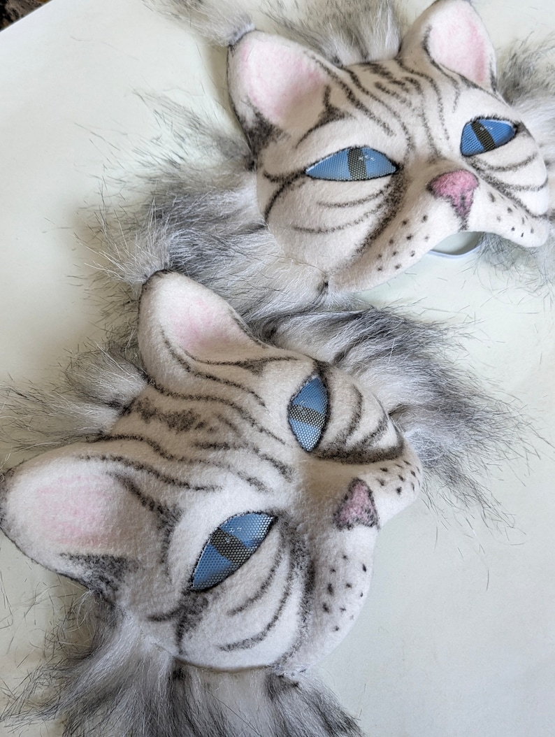 White and Black Tabby Therian Cat Mask for Cosplay and Furry Fun ...