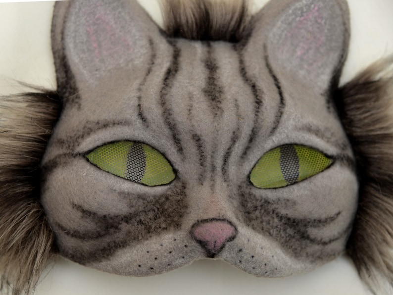 Gray Tabby Felted Therian Cat Mask, Cat Cosplay and Furry Fun, Therian ...
