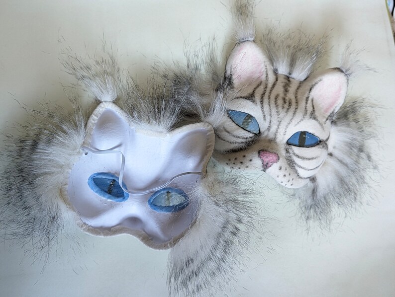 White and Black Tabby Therian Cat Mask for Cosplay and Furry Fun ...