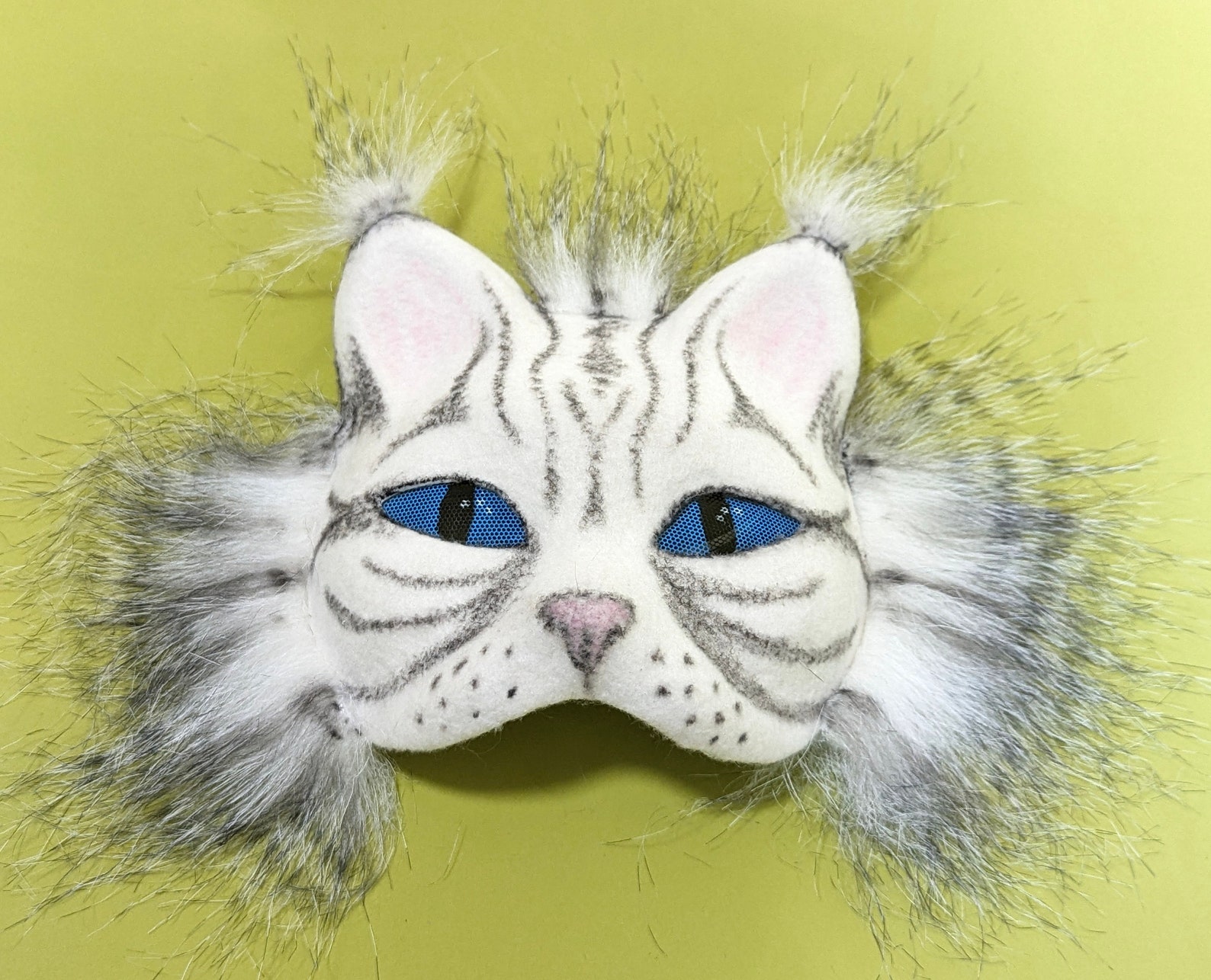 White and Black Tabby Therian Cat Mask for Cosplay and Furry Fun ...