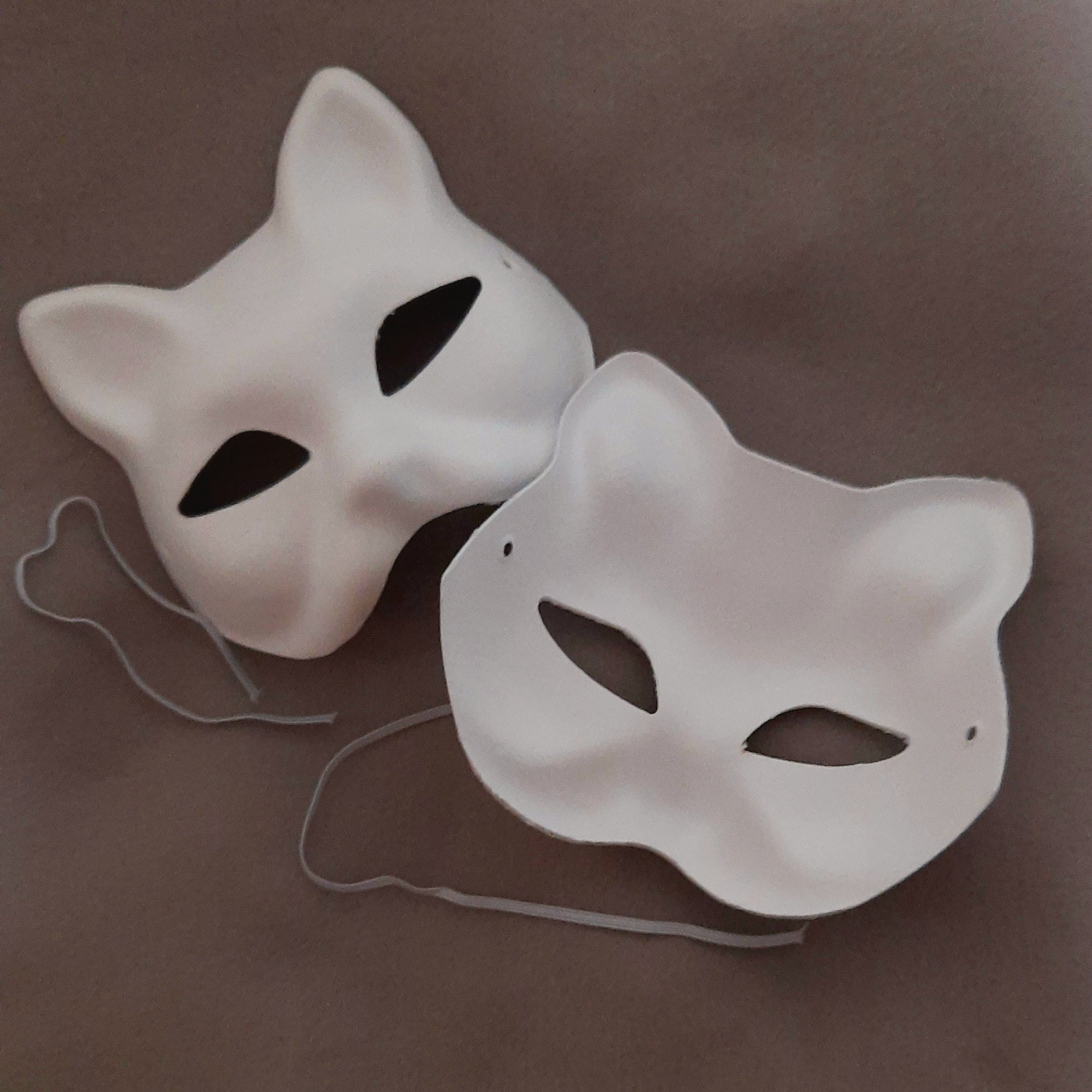 Two Blank Paper Mache Cat Masks, Therian Cat Fox Mask DIY Pack of 2 ...