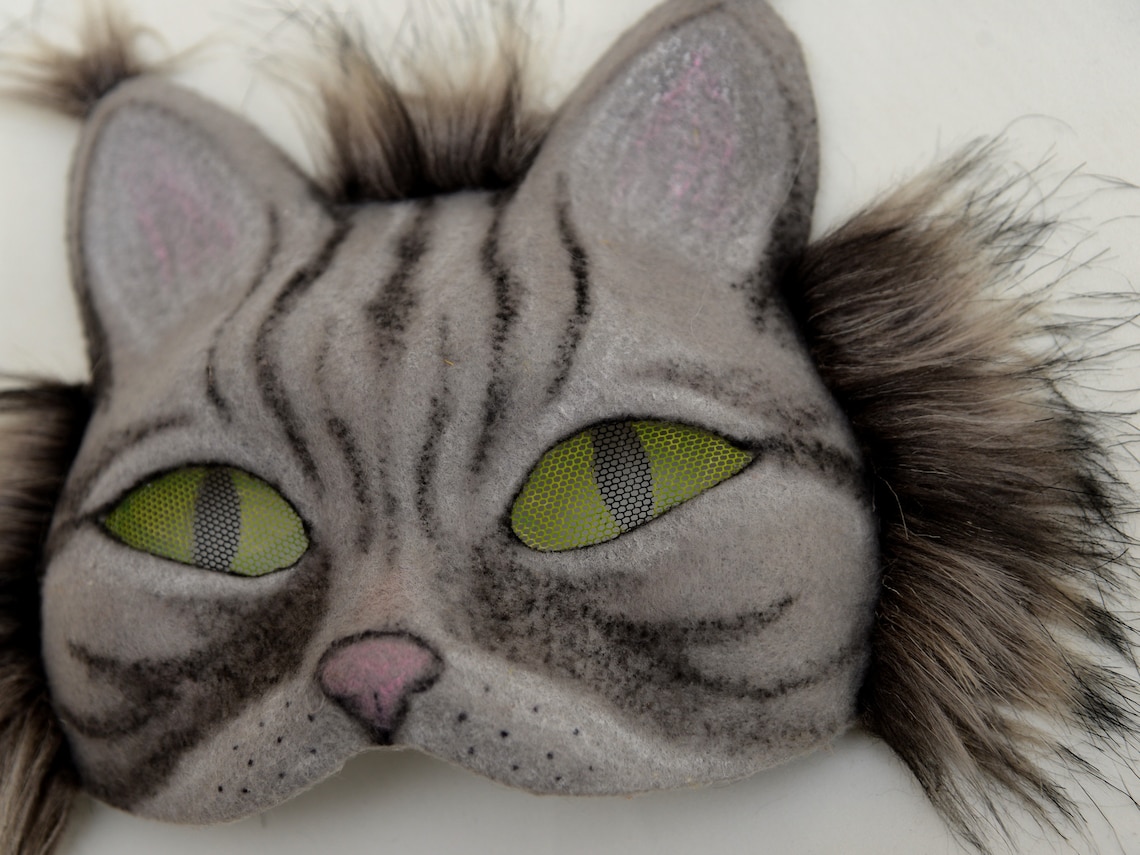 Gray Tabby Felted Therian Cat Mask, Cat Cosplay and Furry Fun, Therian ...