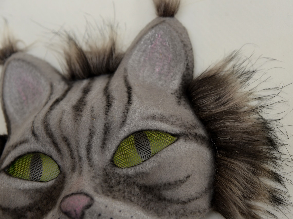 Gray Tabby Felted Therian Cat Mask, Cat Cosplay and Furry Fun, Therian ...