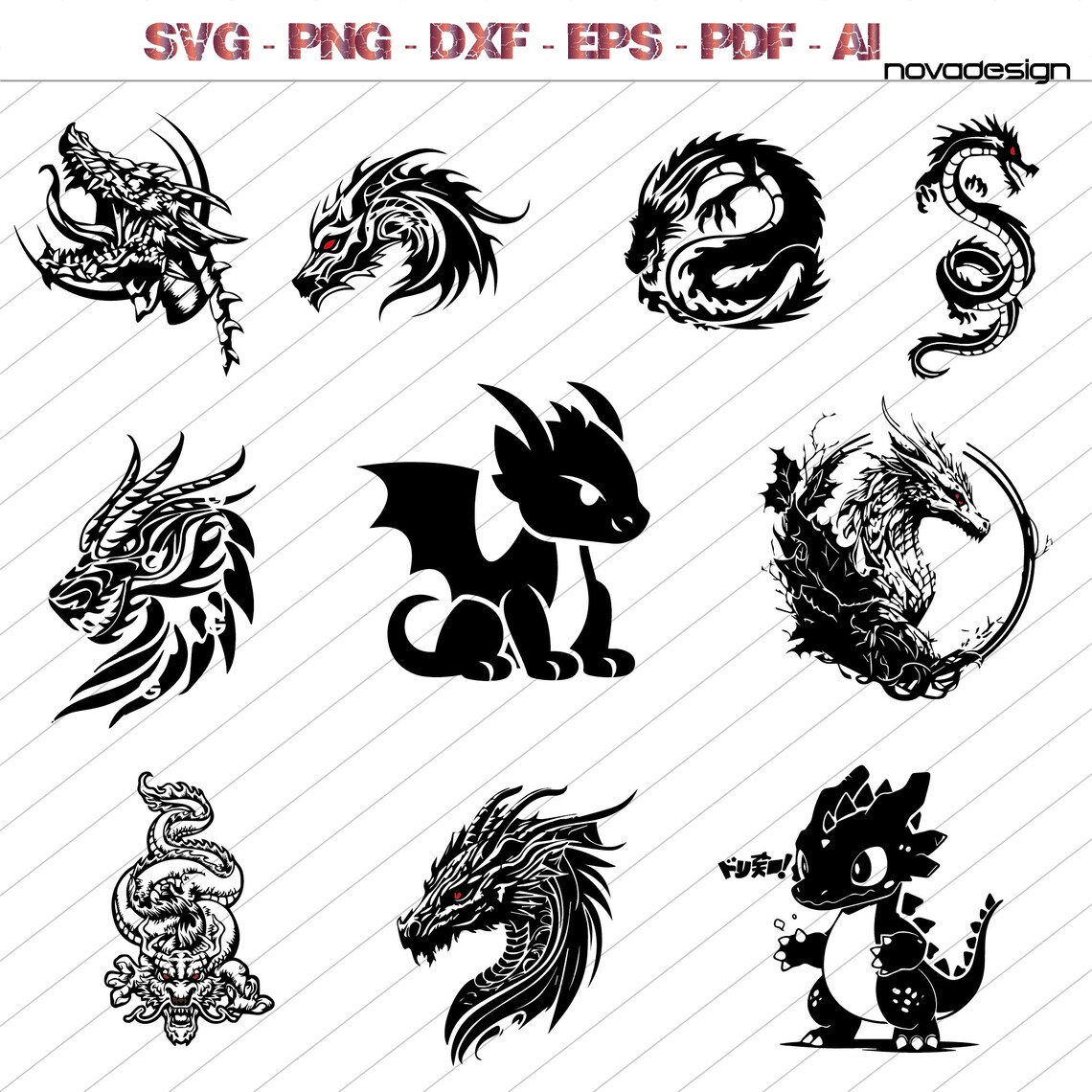 Dragon Svg Bundle, Dragon Svg, Dragon Cut File, Dragons Head, Dragon ...