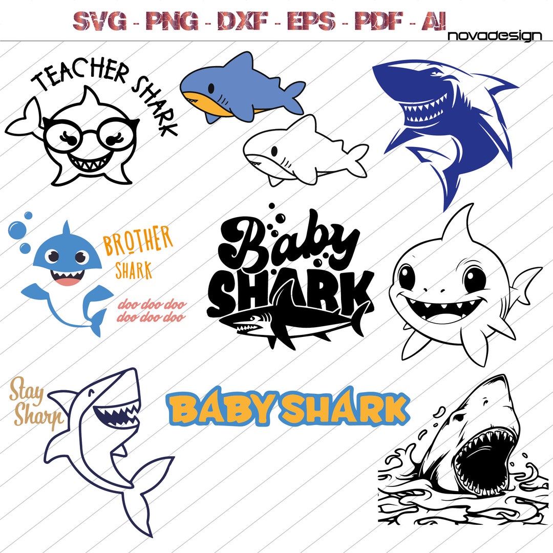Baby Shark Svg Bundle, Teacher Shark Svg, Brother Shark Svg, Stay Shark ...