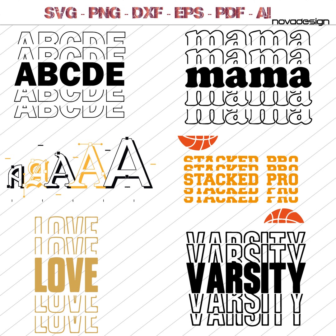 Stacked Font Svg, Sports Font Svg, Stacked Alphabet Png, Stacked ...