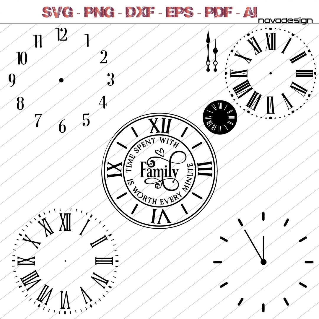 Clock Face Svg Bundle, Clock Face Clipart, Clock Face Silhouette Png ...