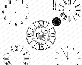 Clock Face SVG Set, Roman Numeral Clock, Clock Clipart, Numbers SVG ...