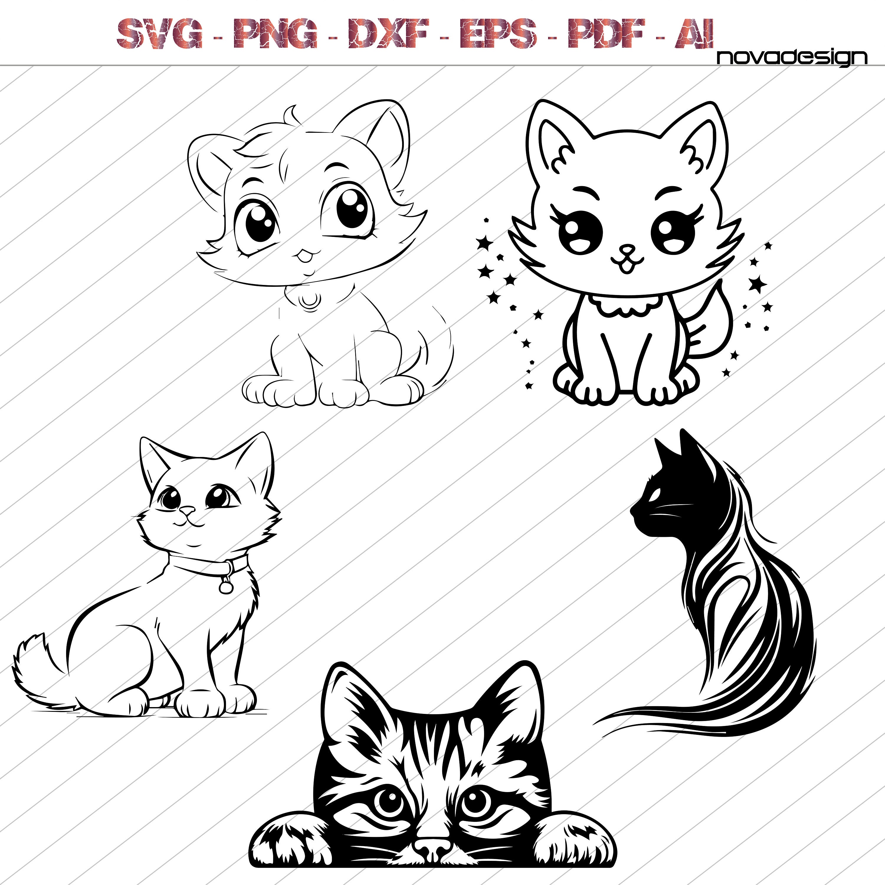 Cute Cat Svg Bundle, Cat Breed Svg, Cat Tattoo, Kitten Svg, Cat ...