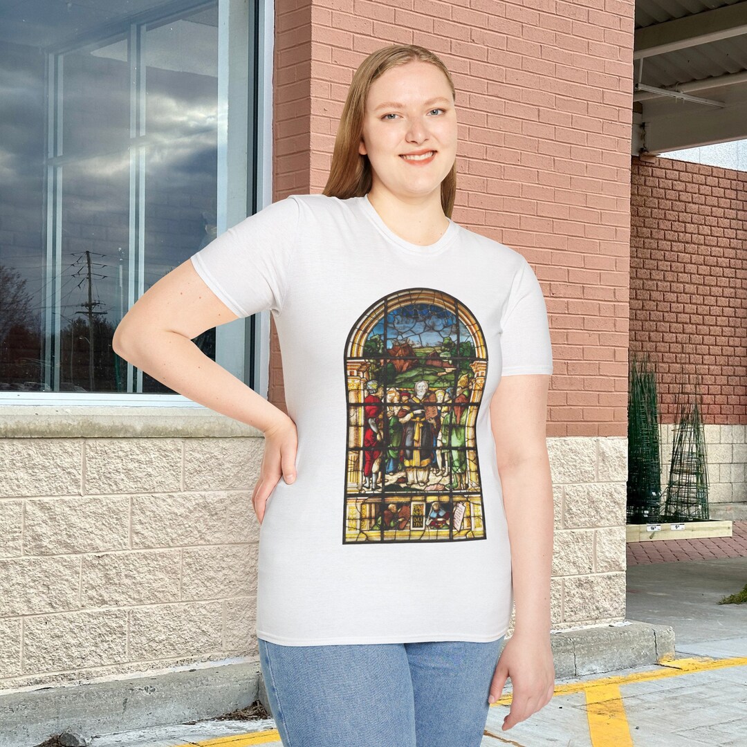 Moses Presenting the Tablets of Law - Unisex Softstyle T-shirt Black or ...