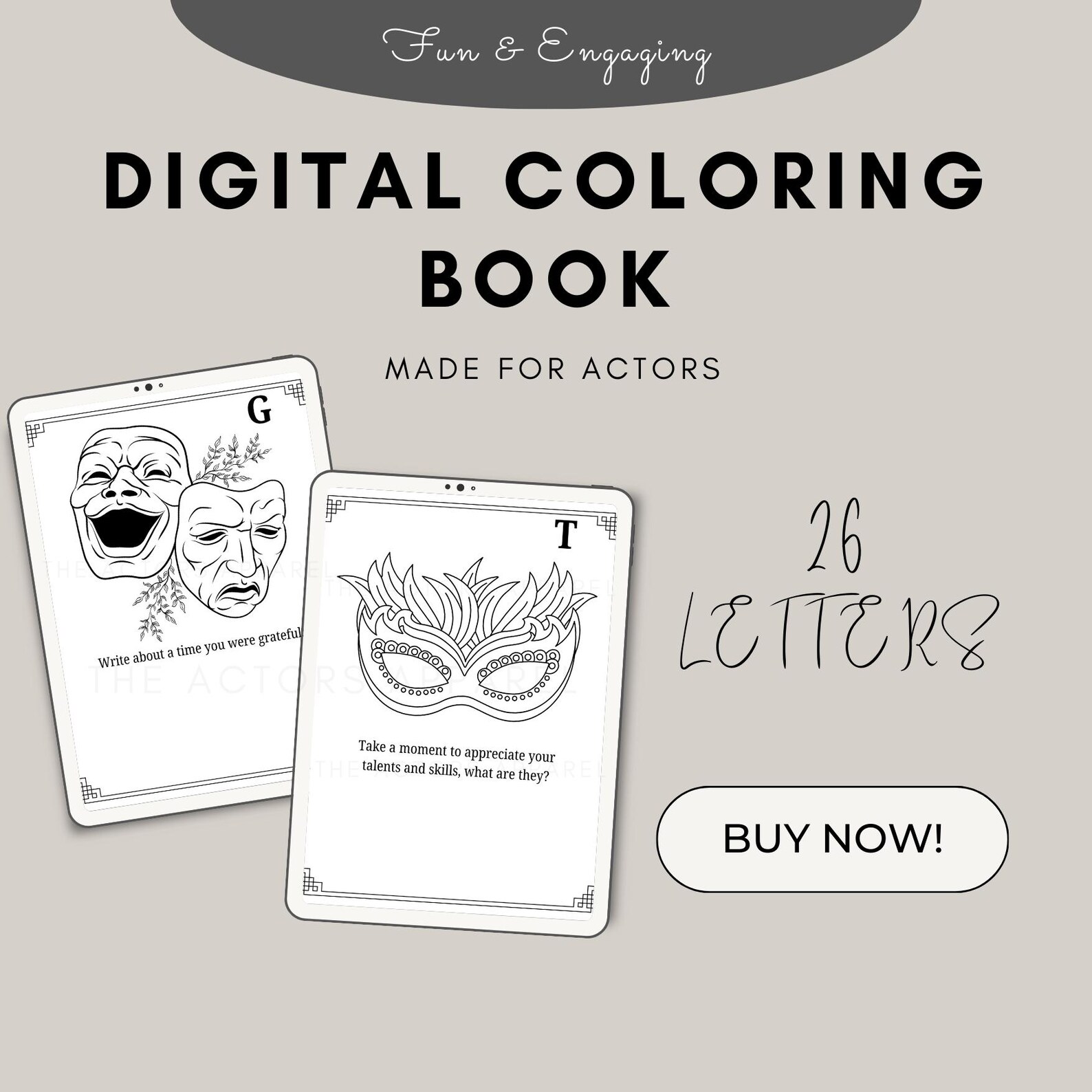 Printable Affirmations Actor Coloring Book - Digital Motivational ...