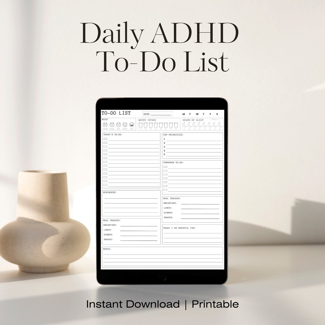 ADHD Daily To-do List | Actor Daily To-do List | Printable Planner ...