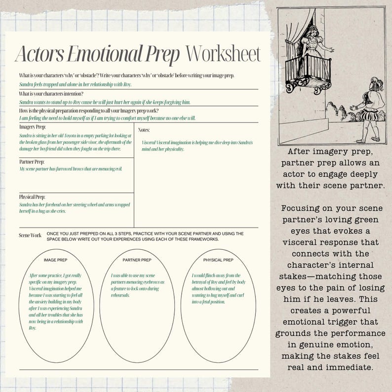 Actors Emotional Prep Worksheet | Actor Worksheet | Theater Worksheet ...