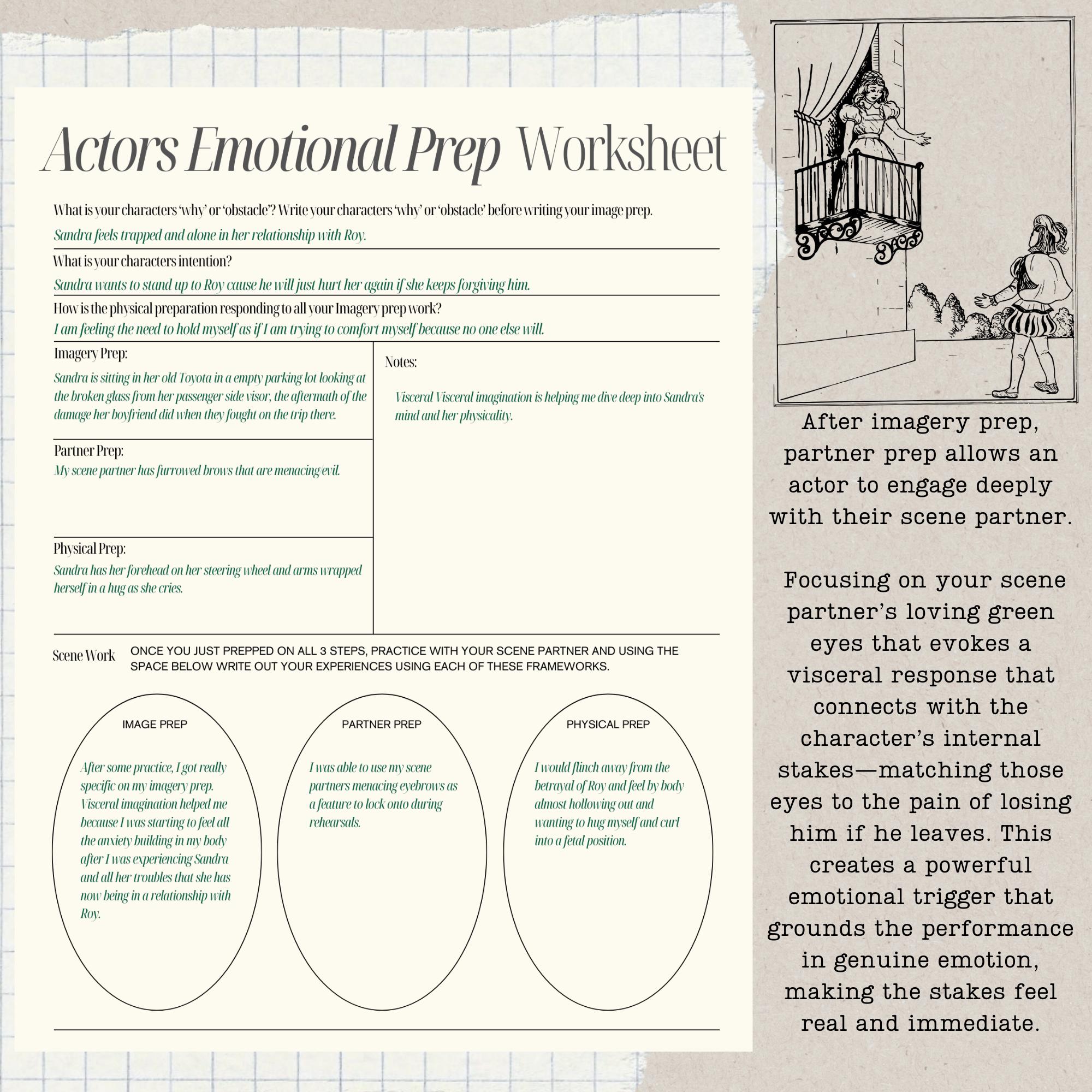 Actors Emotional Prep Worksheet | Actor Worksheet | Theater Worksheet ...