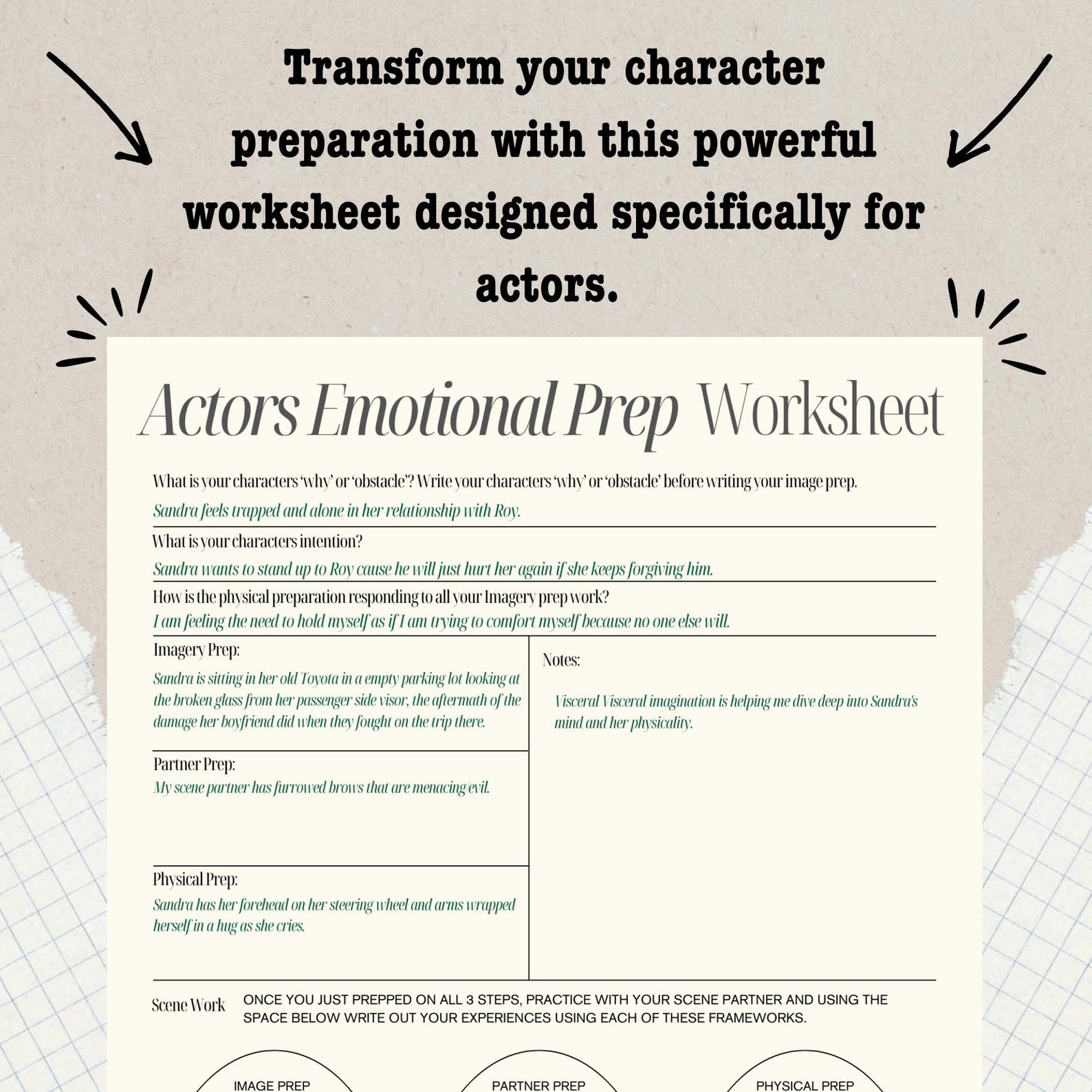 Actors Emotional Prep Worksheet | Actor Worksheet | Theater Worksheet ...