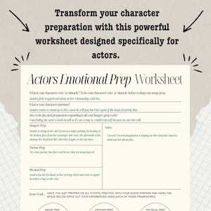 Actors Emotional Prep Worksheet | Actor Worksheet | Theater Worksheet ...