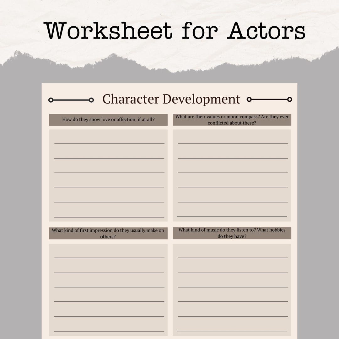 Character Development Worksheet | Actor Worksheet | Theater Worksheet ...