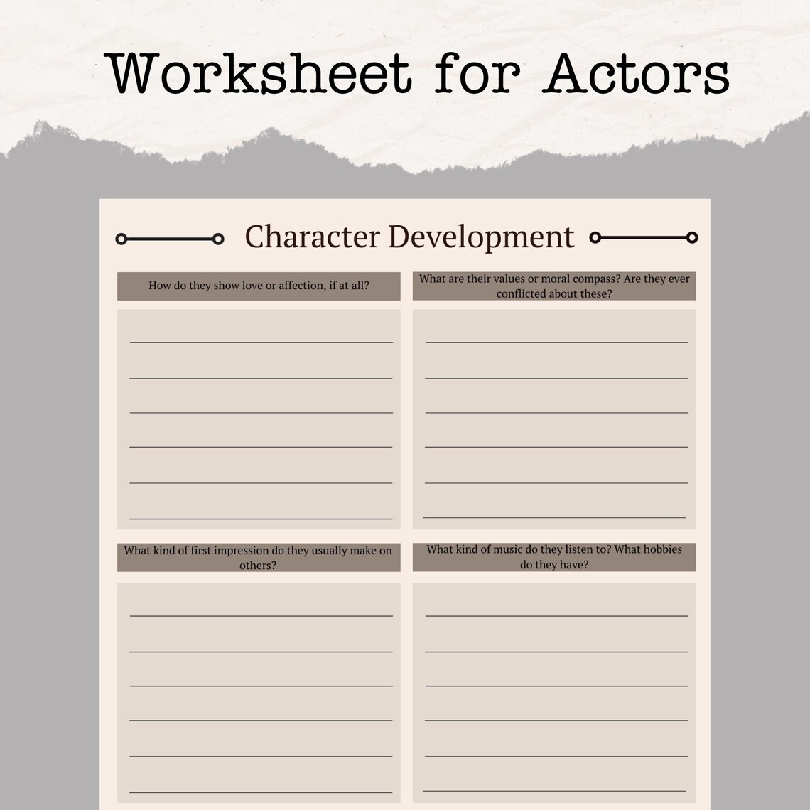 Character Development Worksheet | Actor Worksheet | Theater Worksheet ...