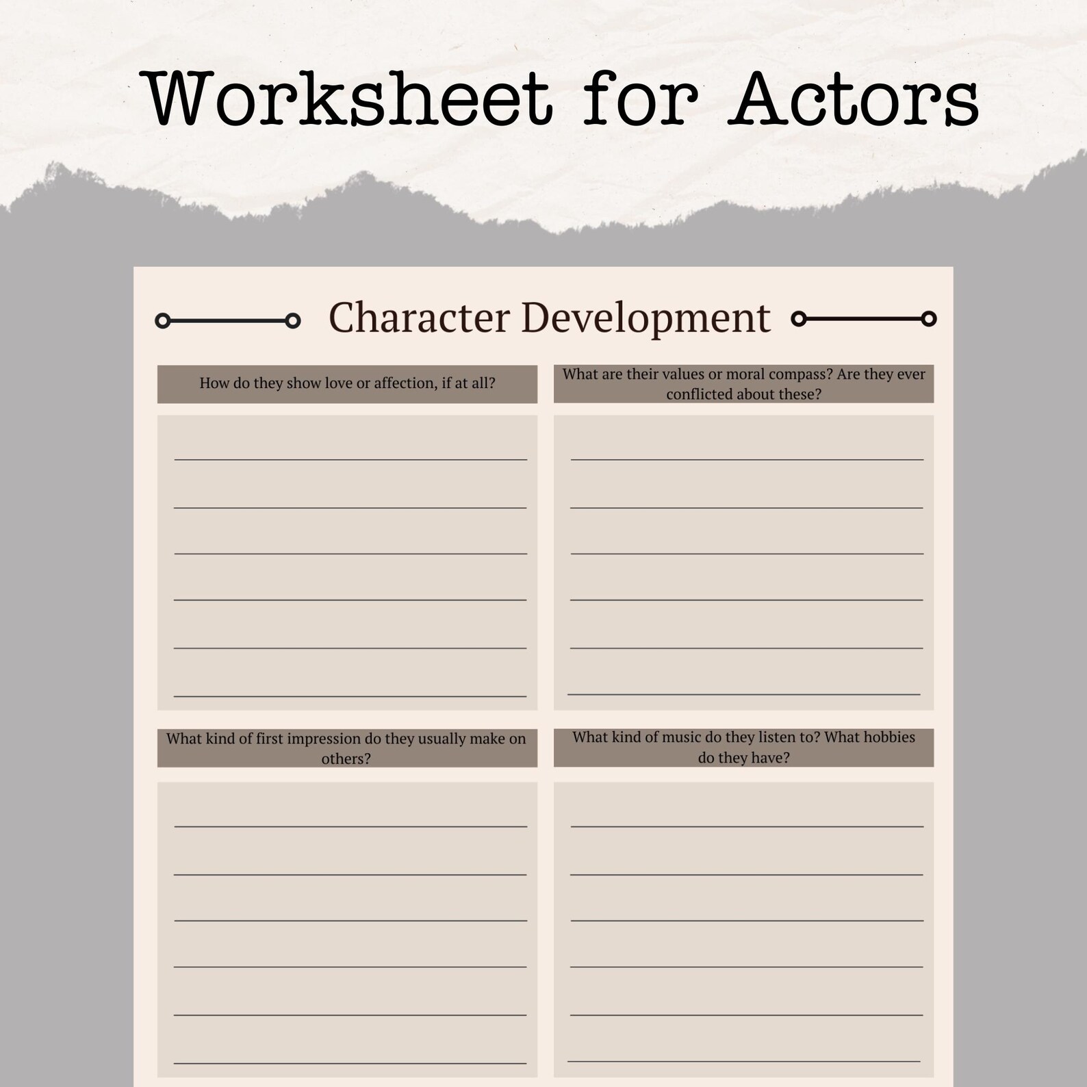 Character Development Worksheet | Actor Worksheet | Theater Worksheet ...