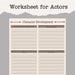 Character Development Worksheet | Actor Worksheet | Theater Worksheet ...
