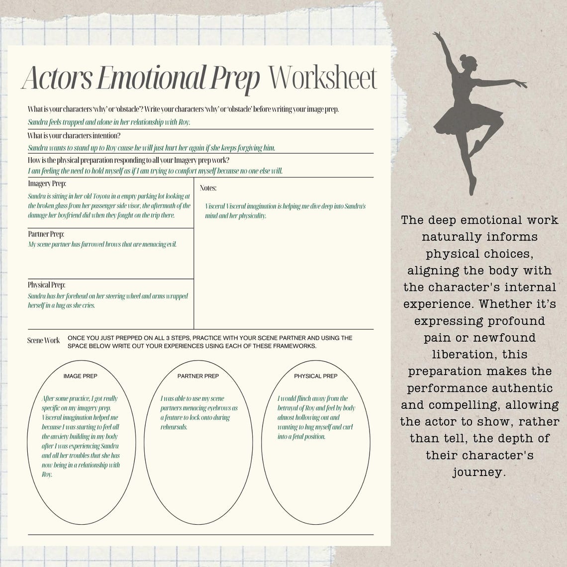 Actors Emotional Prep Worksheet | Actor Worksheet | Theater Worksheet ...