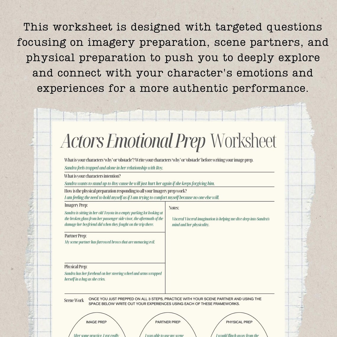 Actors Emotional Prep Worksheet | Actor Worksheet | Theater Worksheet ...