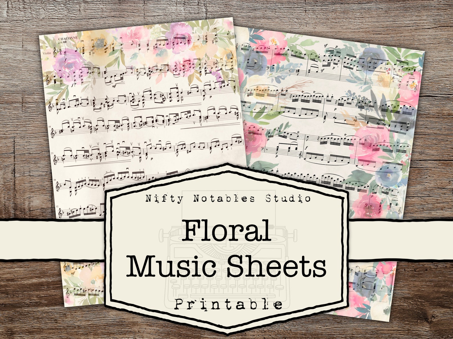 Vintage Floral Music Sheets Junk Journal Printable Distressed Digital ...