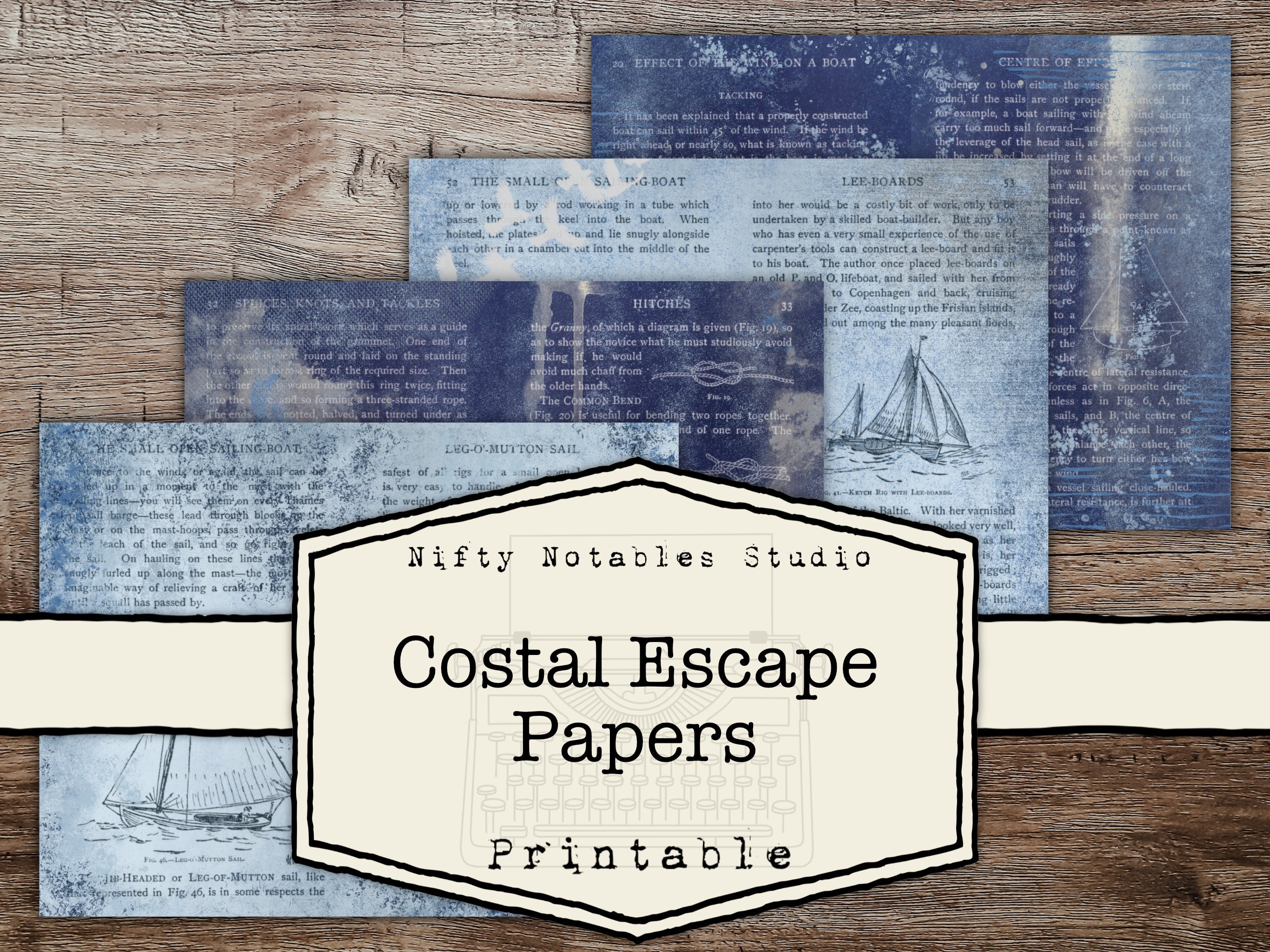 Costal Escape Paper Junk Journal Printable Vintage New England Seaside ...