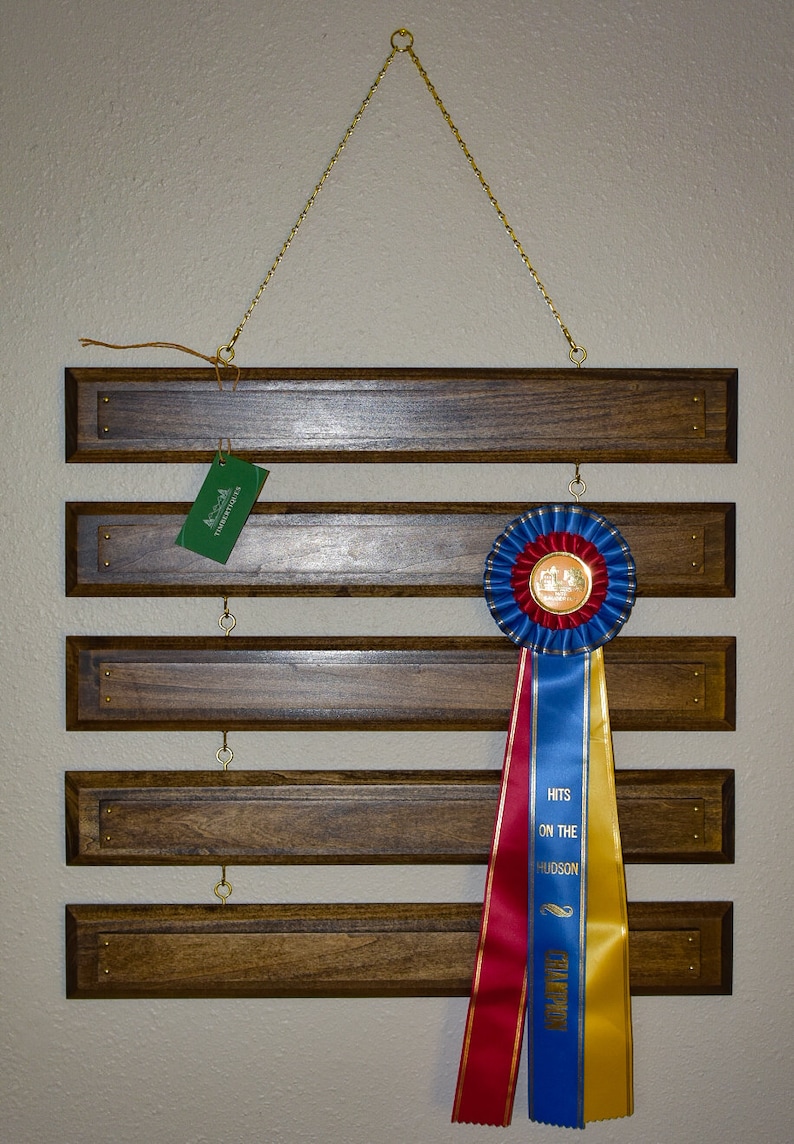 Handcrafted Wooden Ribbon Display Rack – Tiered Wall Hanger for Awards ...