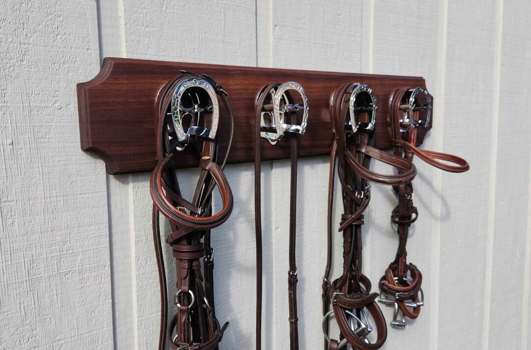 Handmade Wooden Bridle Rack – Wall Mounted Tack Organizer With 4 Solid ...