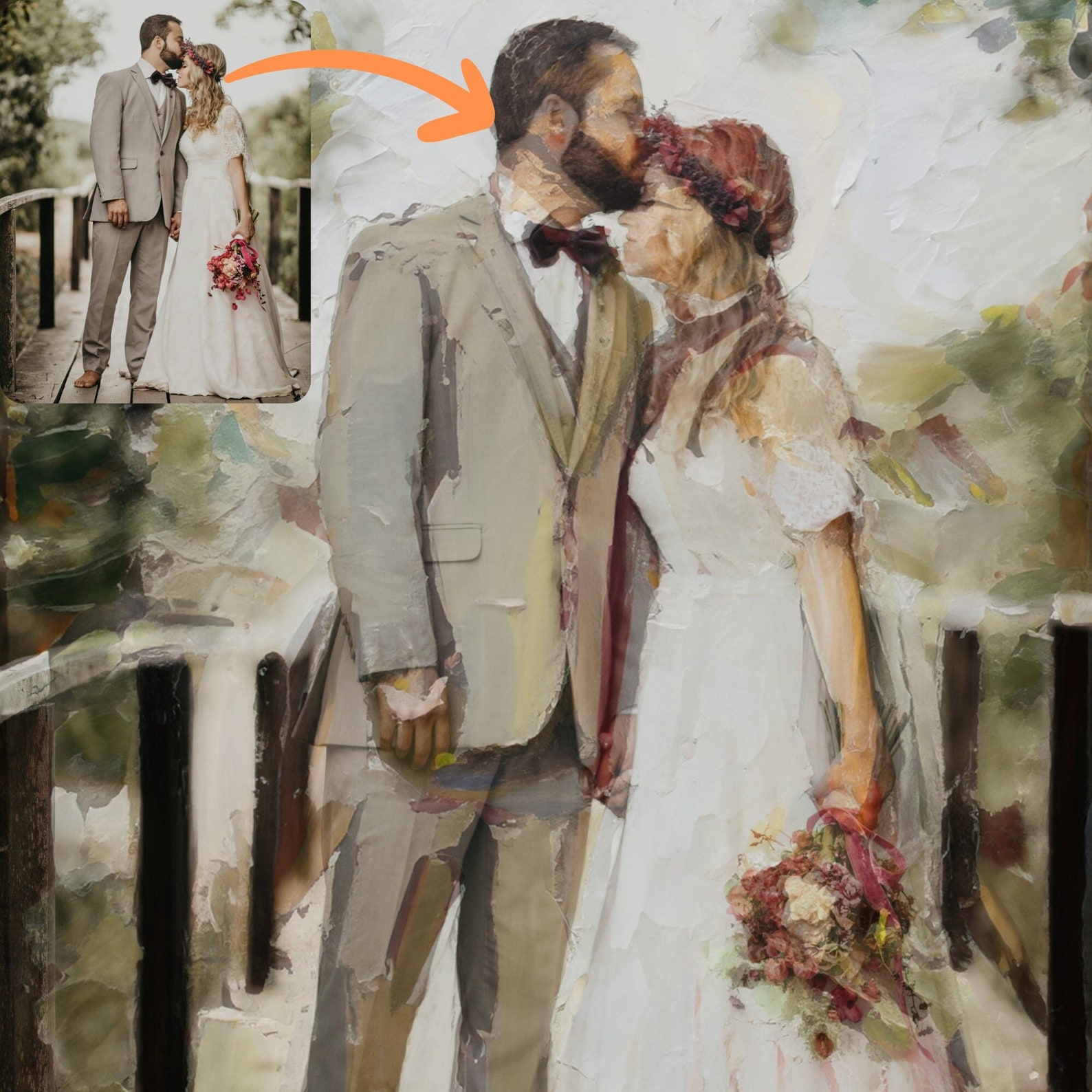 Custom Oil Painting From Photo Custom Wedding Portrait Personalized Oil ...