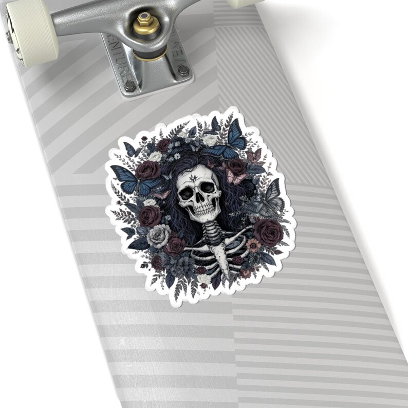 Skull Sticker: Gothic Florals & Butterflies - Witchy Soft Goth Decor - Etsy