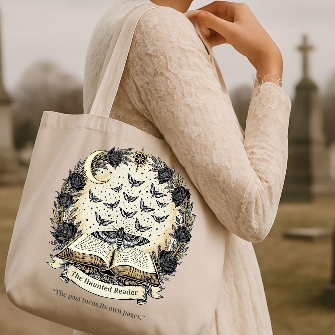 The Haunted Reader Tote, Gothic Bookish Archetype Tote, Dark Academia ...