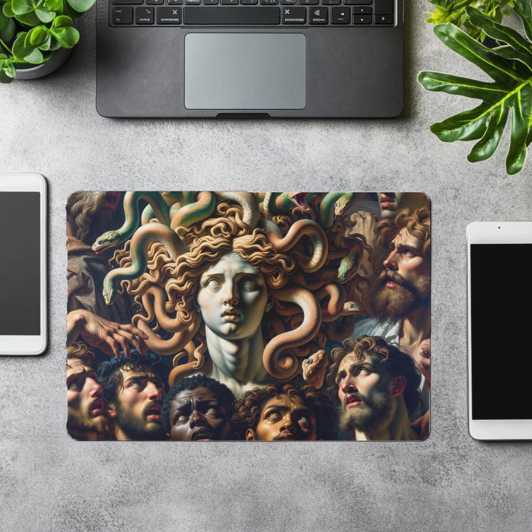 Medusa Desk Mat - Mythical Art Print, Baroque Art Home Office Accessory ...