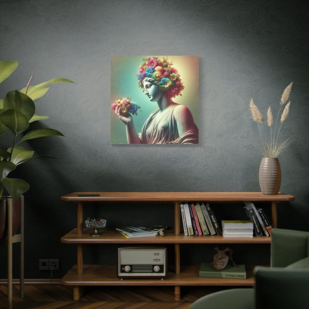 Enchanting Danae Portrait With Vibrant Flower Crown Greek Art Print - Etsy