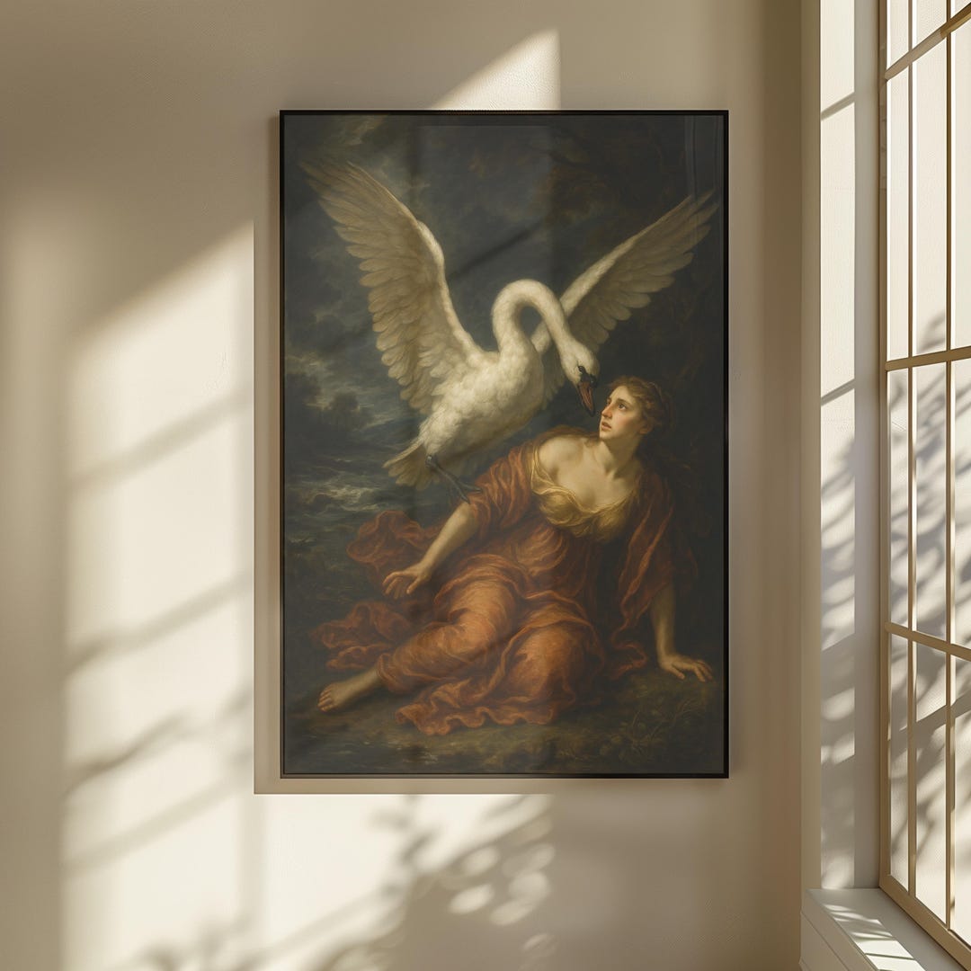 Printable Leda and the Swan – Romantic Oil-style Myth Print, Zeus ...