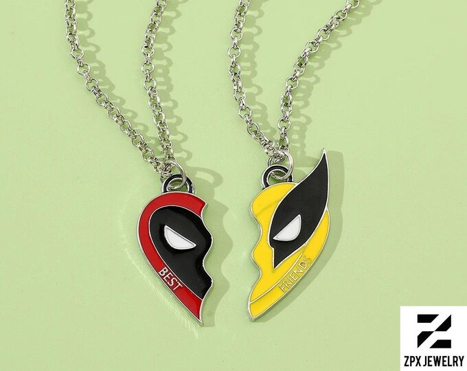 Deadpool Wolverine Pendant Heart Couple Jewelry Deadpool Jewelry ...
