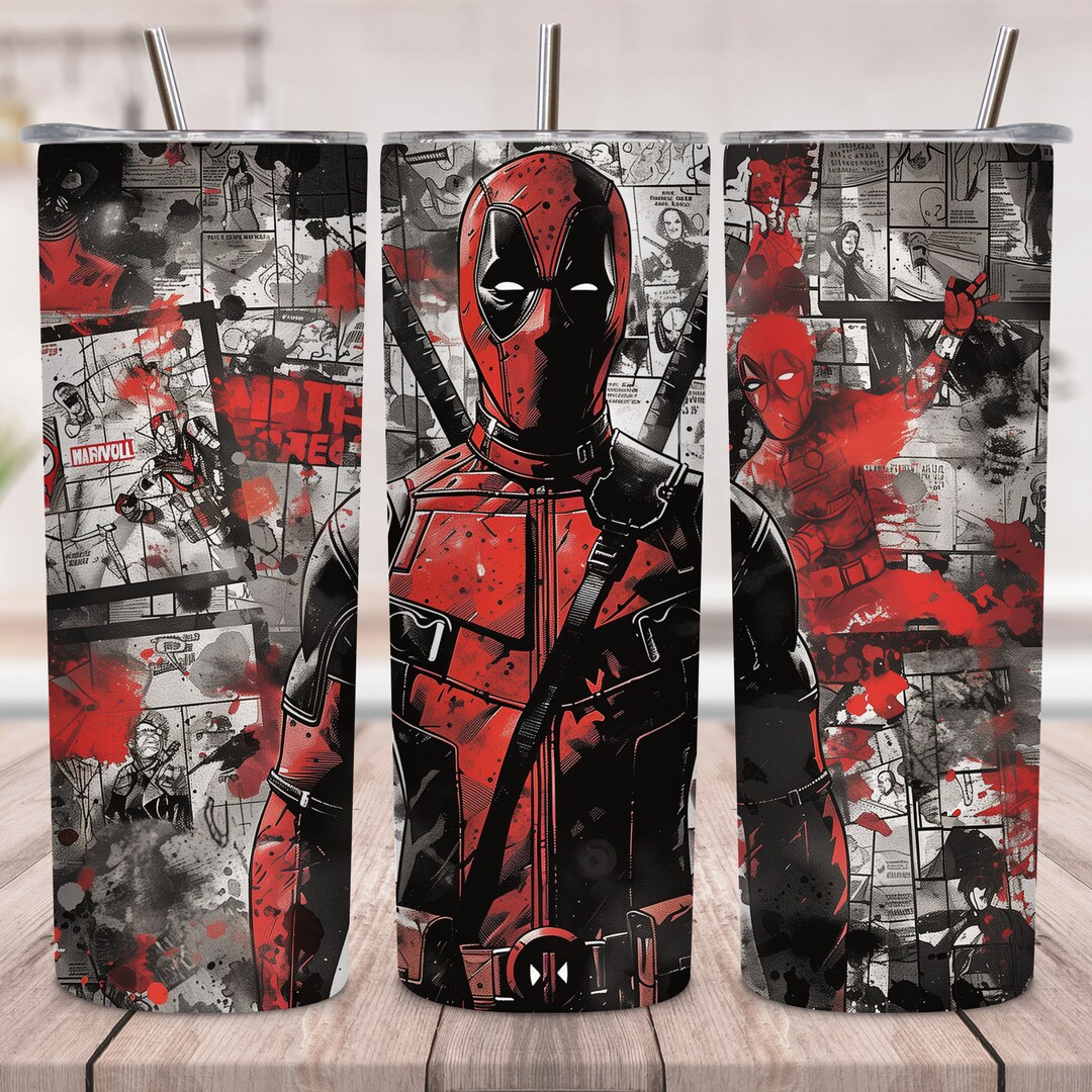 Deadpool Character Tumbler Wrap 90s Cartoon Tumbler Wrap 20 Oz Tumbler ...