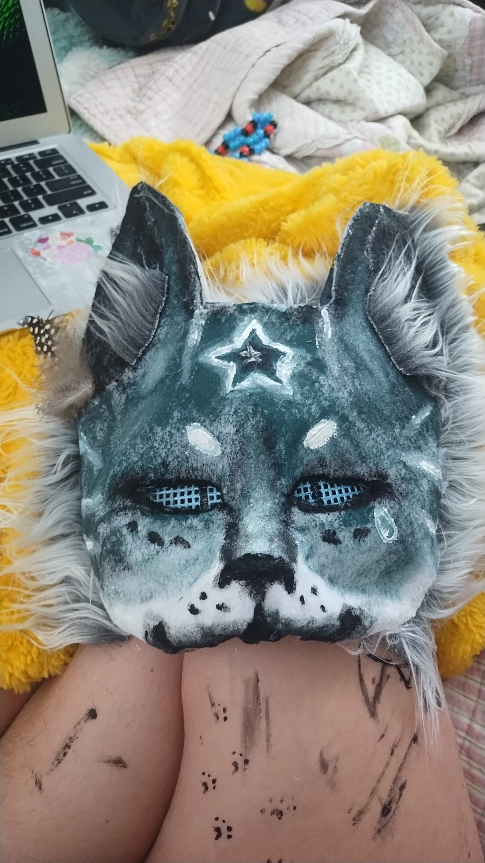 Blue Cat Therian Mask With Fur and Lining - Etsy