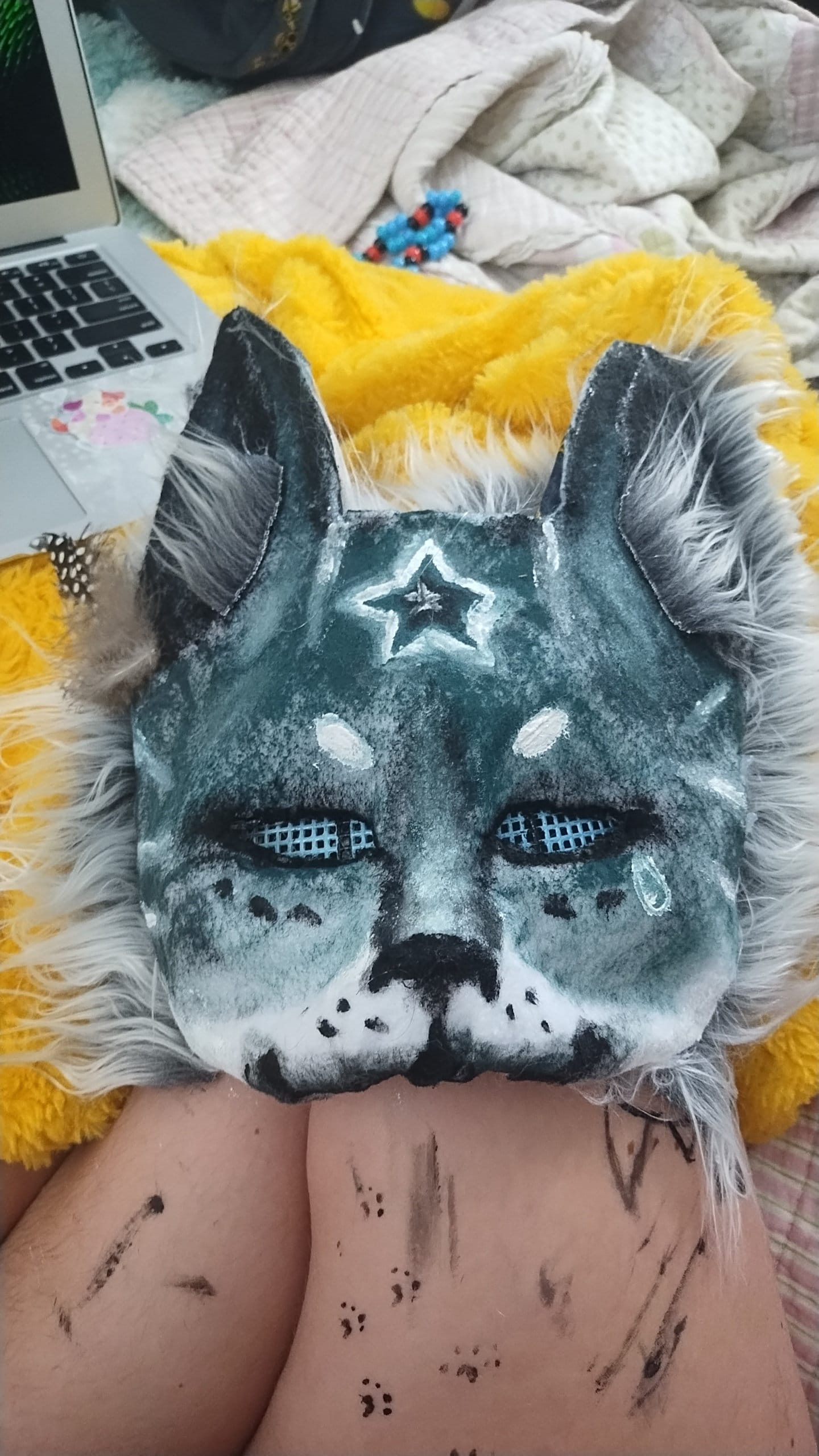 Blue Cat Therian Mask With Fur and Lining - Etsy
