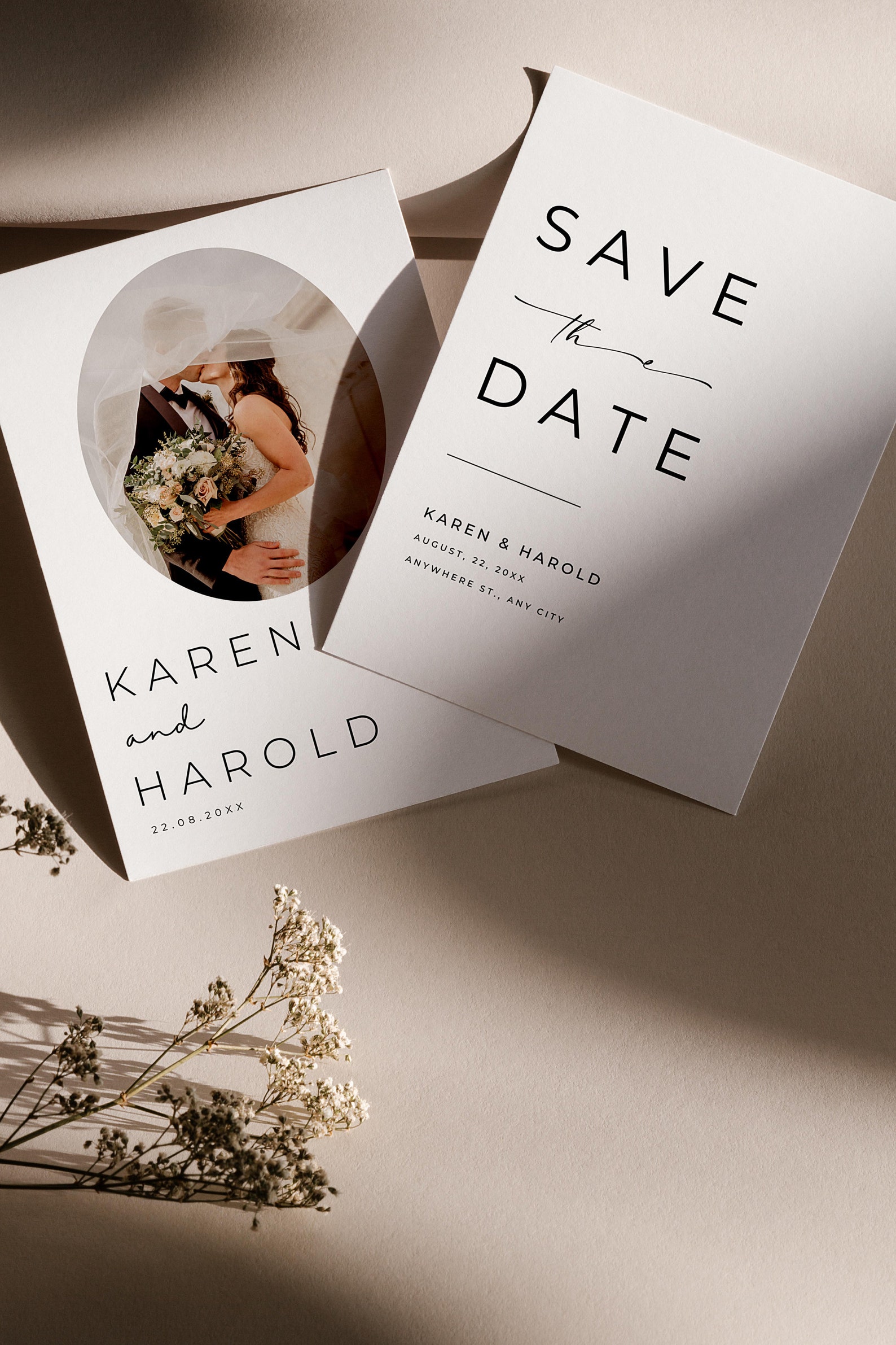 Minimalist Wedding Invitation Card Editable & Printable Wedding Invite ...