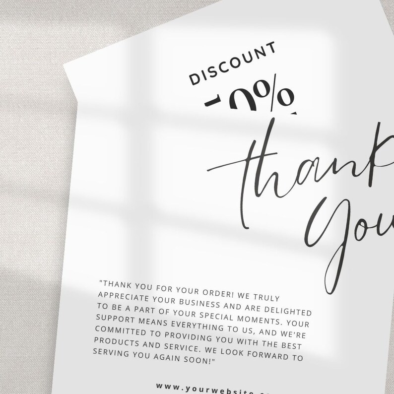 Small Business Thank You Card Template, Printable Thank You Package Insert, Modern Business ...