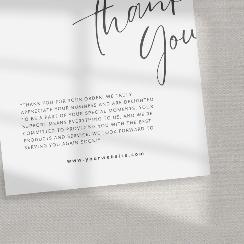 Small Business Thank You Card Template, Printable Thank You Package ...