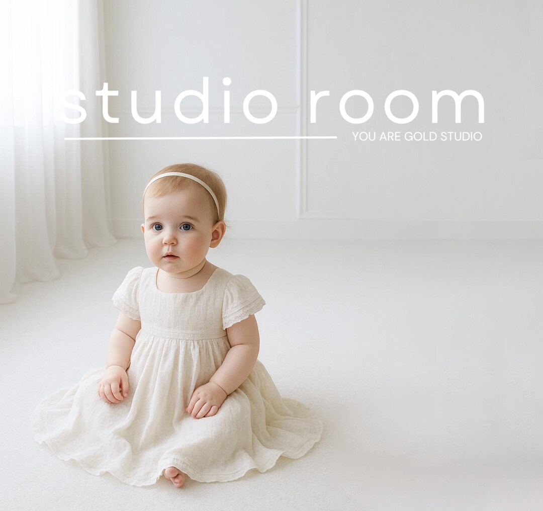 White Studio Digital Background With Window, Person Sitting, Child ...